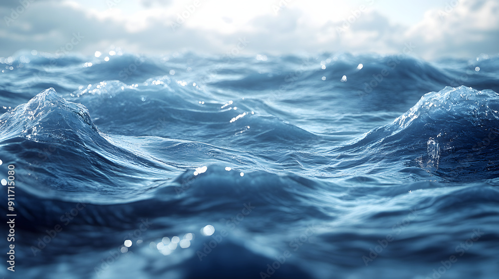 liquid tranquility smooth flowing water surface in slow motion. blue ...
