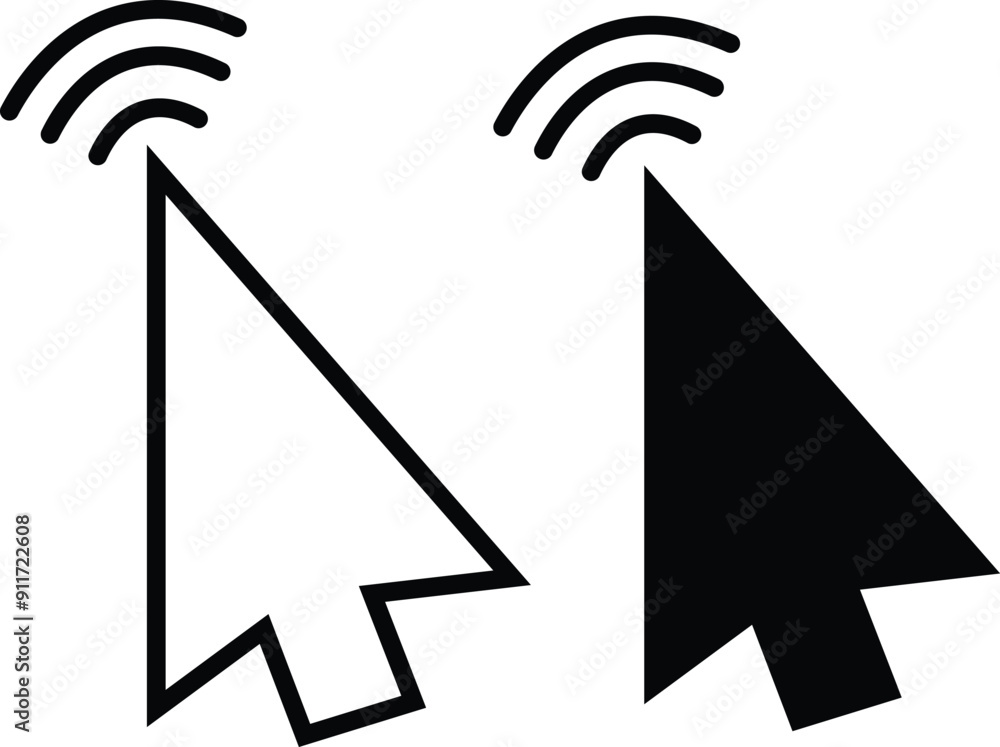 Computer mouse cursor key click slanted black arrow pointer icon in ...