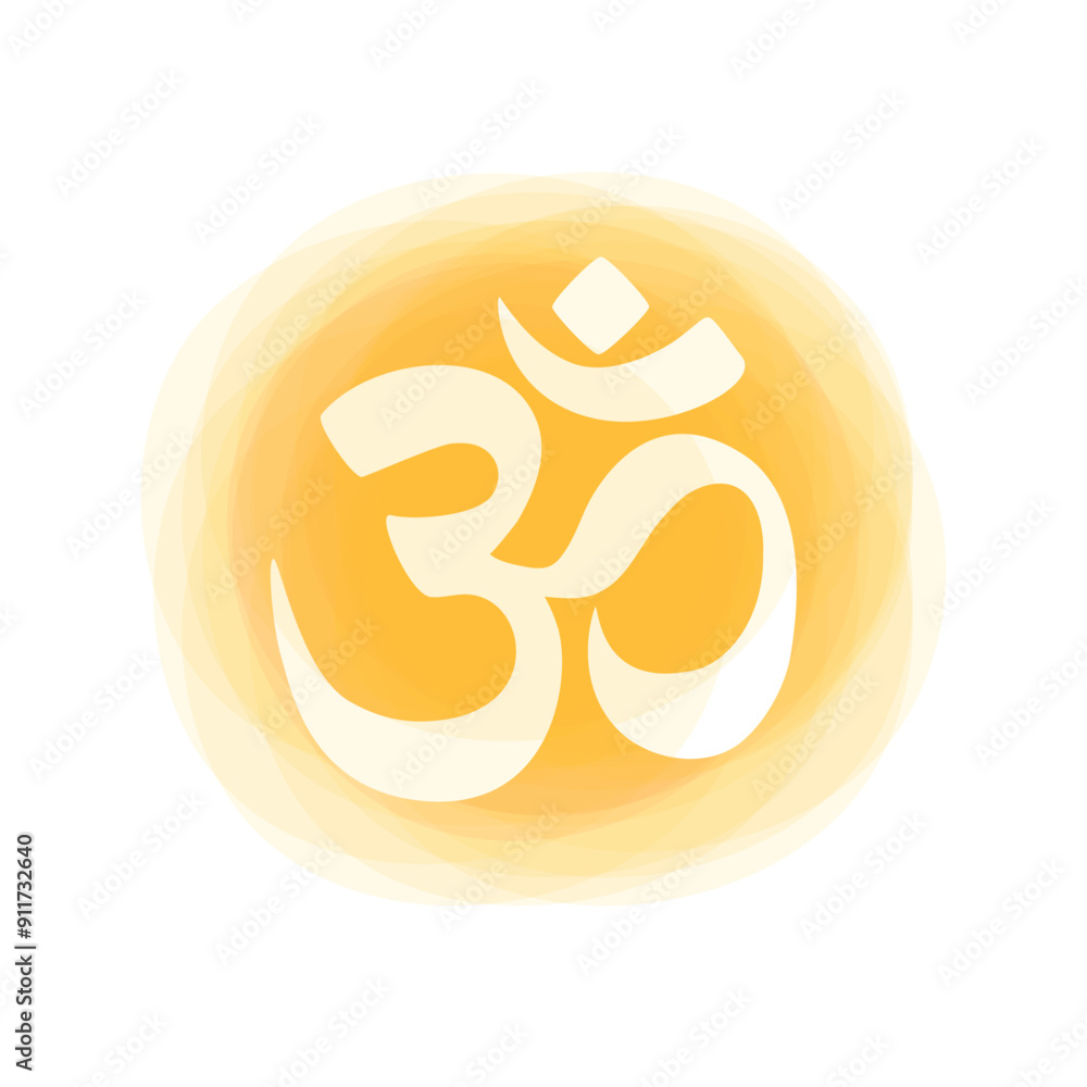 Om or Aum Indian sacred sound. The symbol of the divine triad of Brahma ...