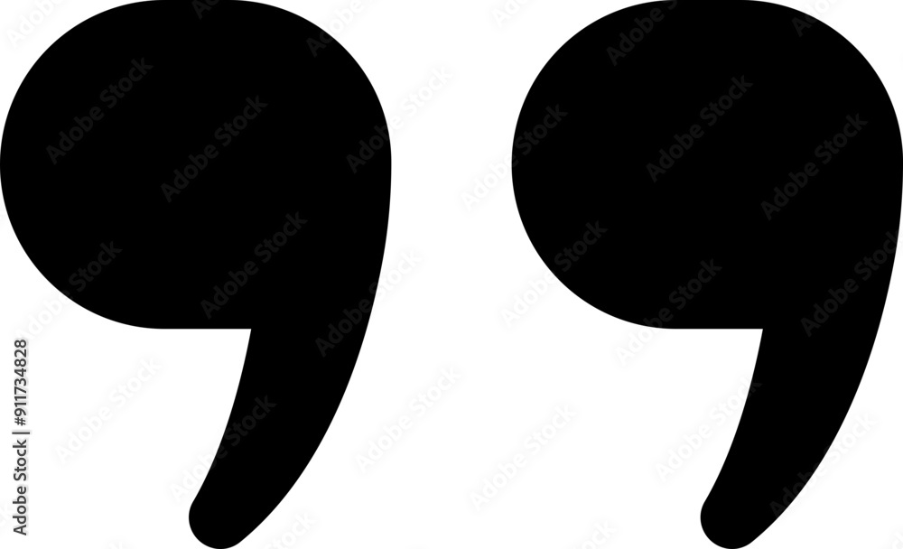 Quote commas icon in flat. Quotation sign isolated on transparent ...