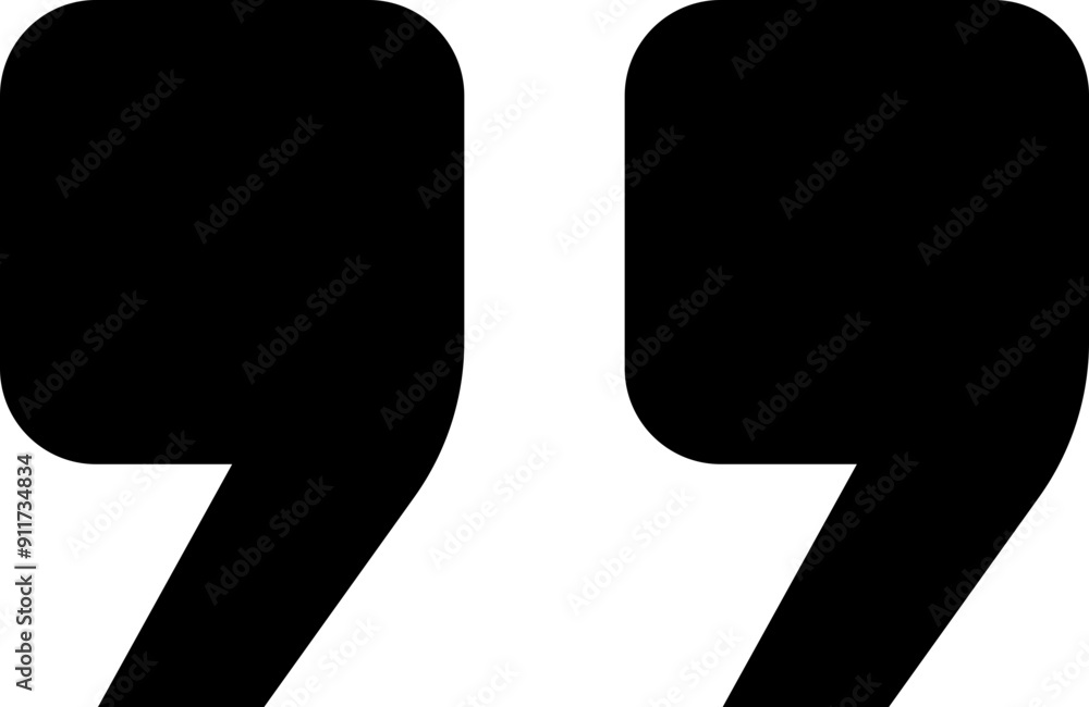 Quote commas icon in flat. Quotation sign isolated on transparent ...