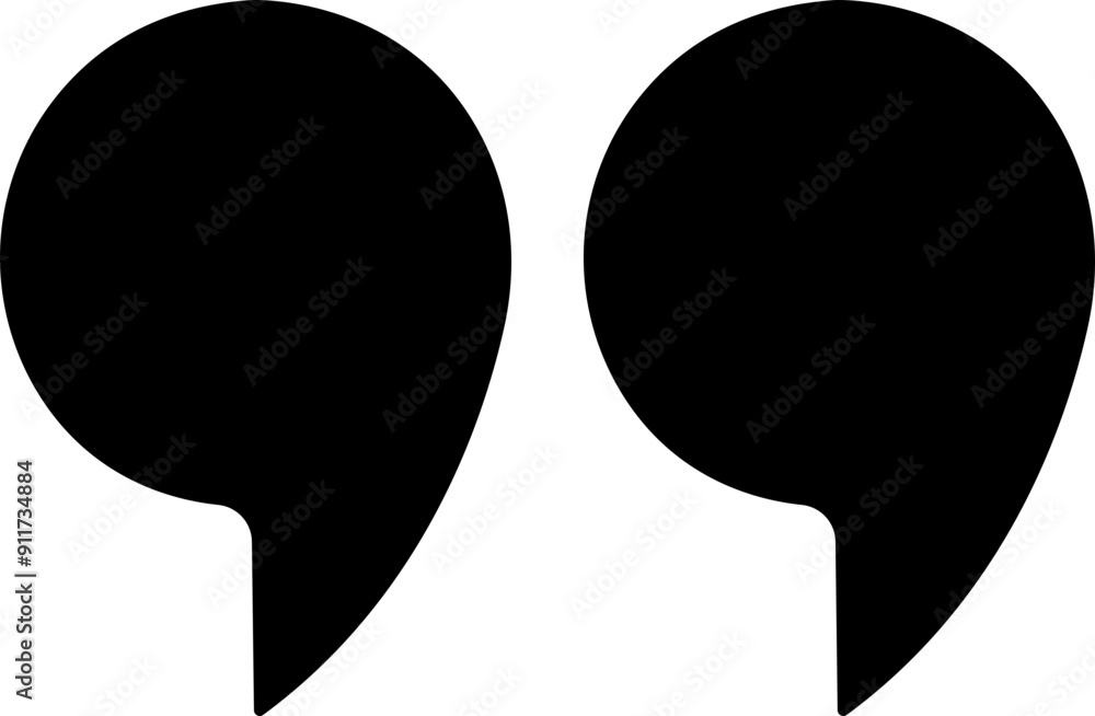 Quote commas icon in flat. Quotation sign isolated on transparent ...