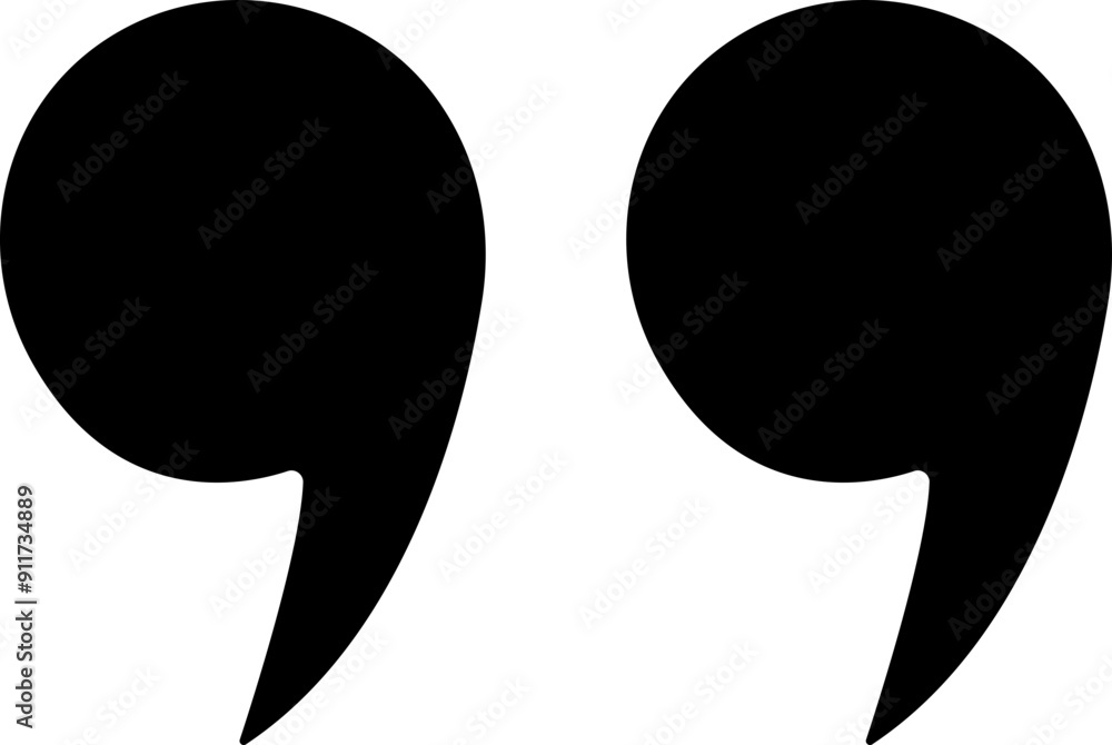 Quote commas icon in flat. Quotation sign isolated on transparent ...