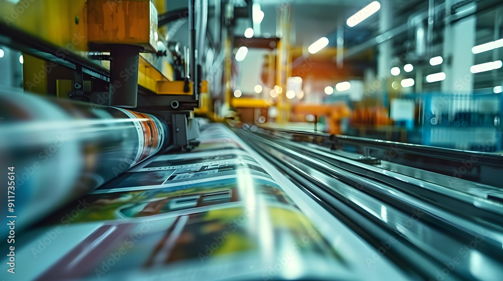 Highspeed printing press producing magazines, showcasing speed and ...