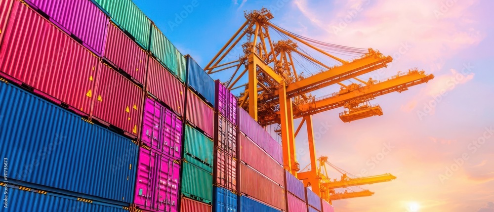 Dockside cranes performing heavy lifting showcasing the power and scale ...