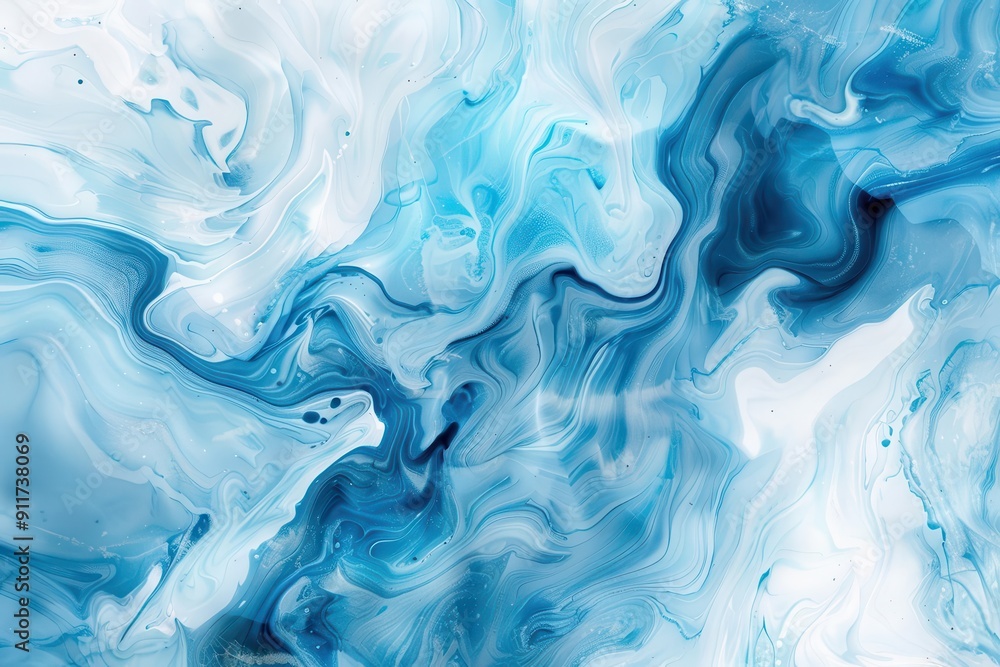 ethereal swirls of azure and white marbled paper texture delicate ...