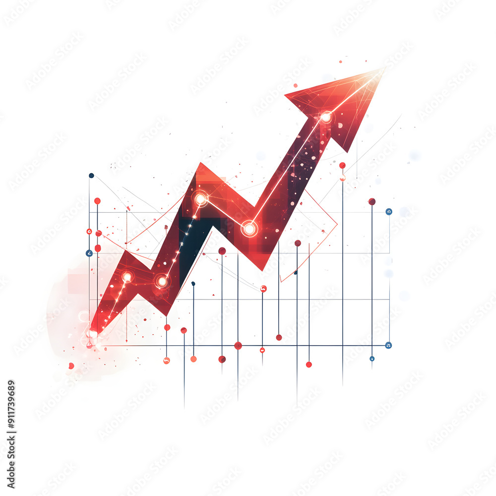 finance business graph chart with uparrow. hi-tech style business ...