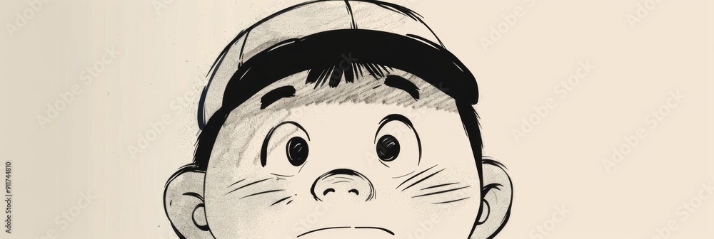 Cartoon character with mischievous child like face chubby cheeks and ...