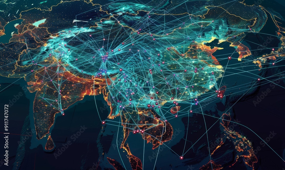 Map showing Chinese global network connectivity with India for ...