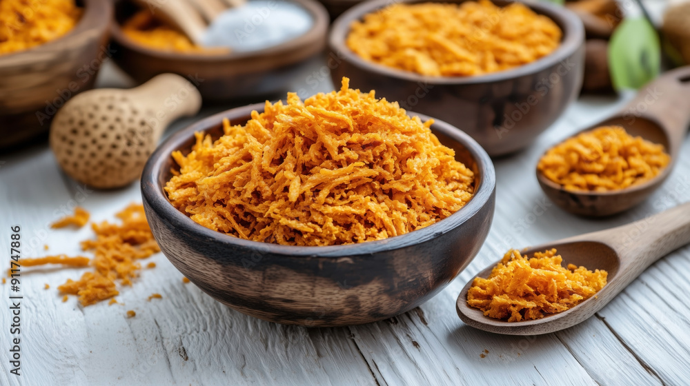 Traditional Indian food Sev Mamra. This image shows golden, crispy Sev ...