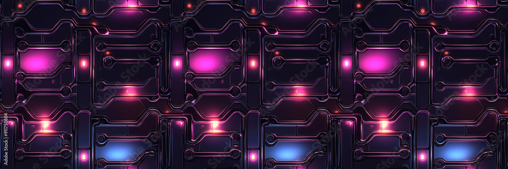 Seamless pattern. Cyberpunk hi-tech Technology futuristic background ...