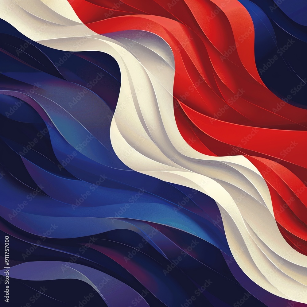 This digital illustration features the French flag with its vertical ...