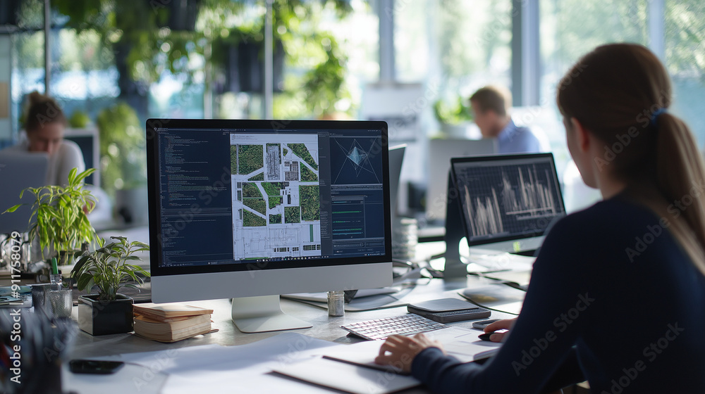 High-tech office environment where architects are integrating green ...