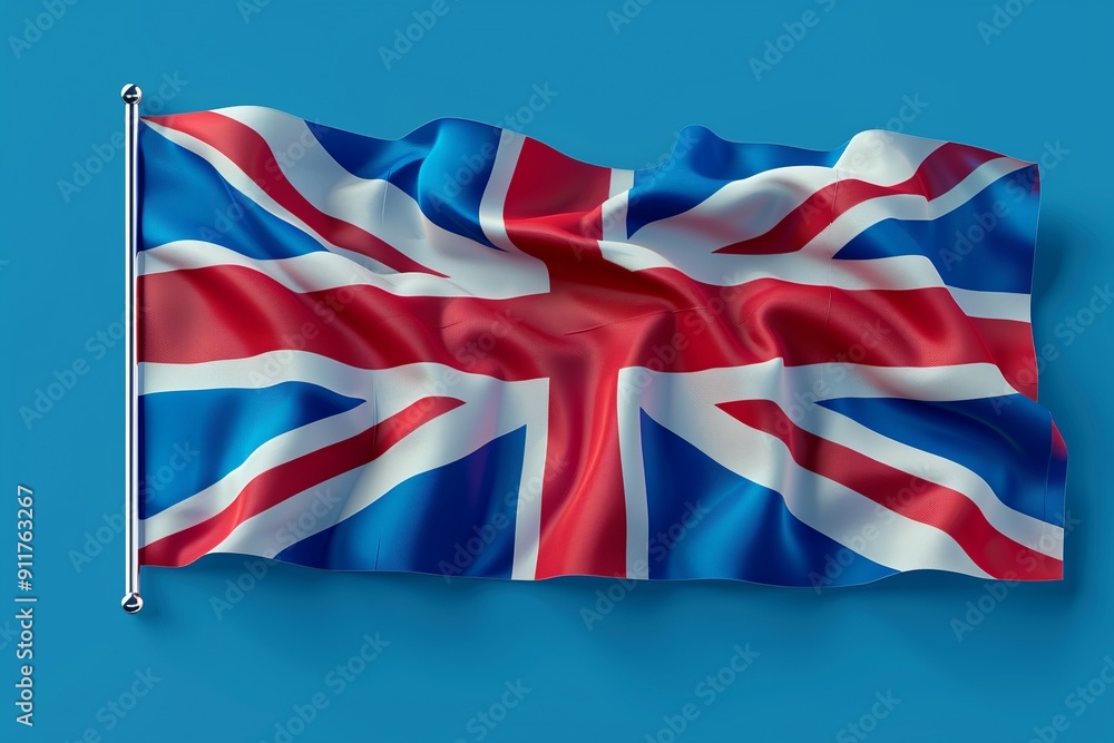 This artistic representation of the United Kingdom flag features a pop ...