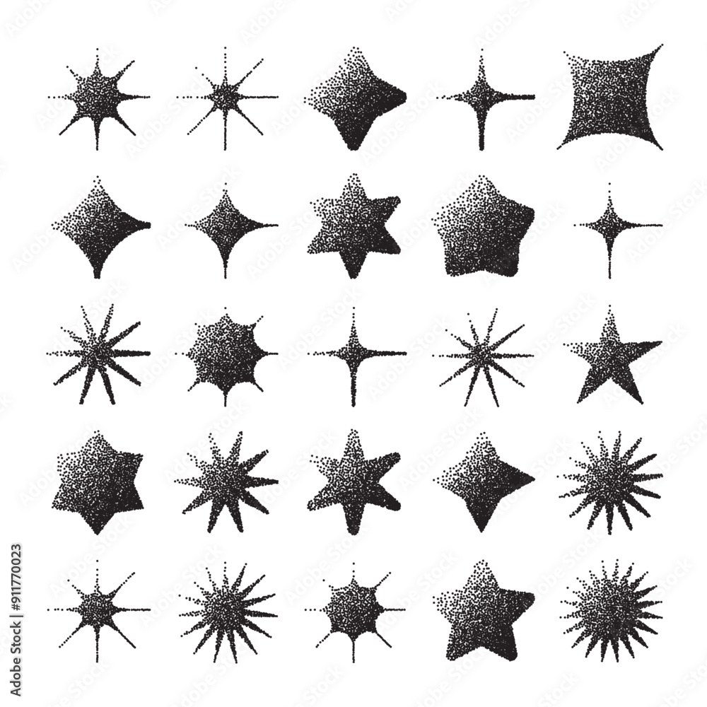 Brutalist geometric shapes, dotted objects. Stipple elements modern ...