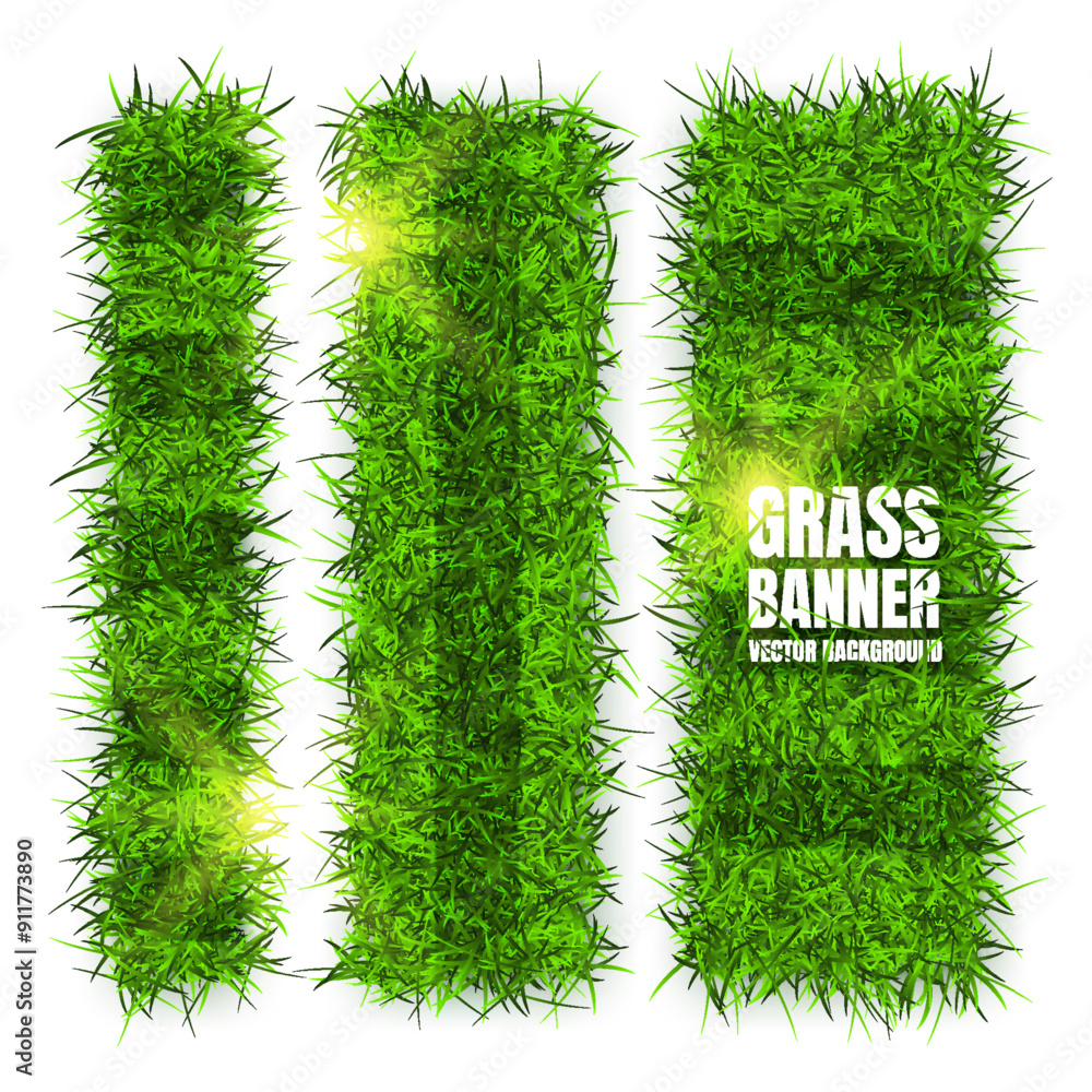 Green grass banners, background. Field, meadow texture, grassy ...