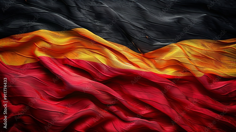 This stylized illustration of the German flag features horizontal ...