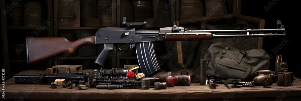 Detailed Overview of a Semi-Automatic FN FAL Rifle with its Components ...