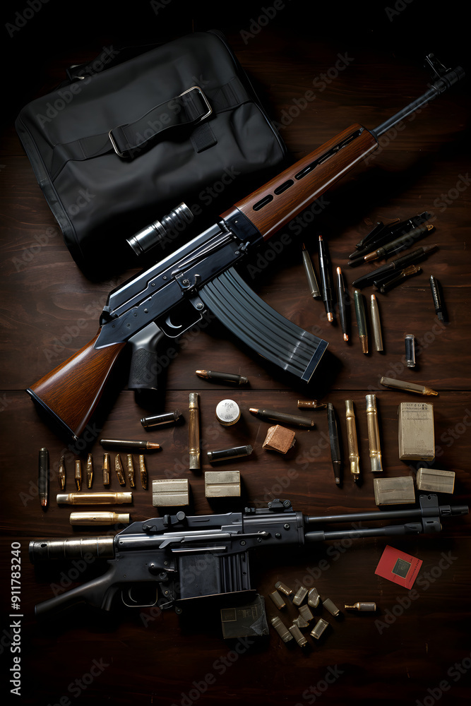 Photo & Art Print Detailed Overview of a Semi-Automatic FN FAL Rifle ...