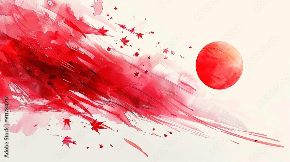 This stylized illustration of the Japanese flag features a pure white ...