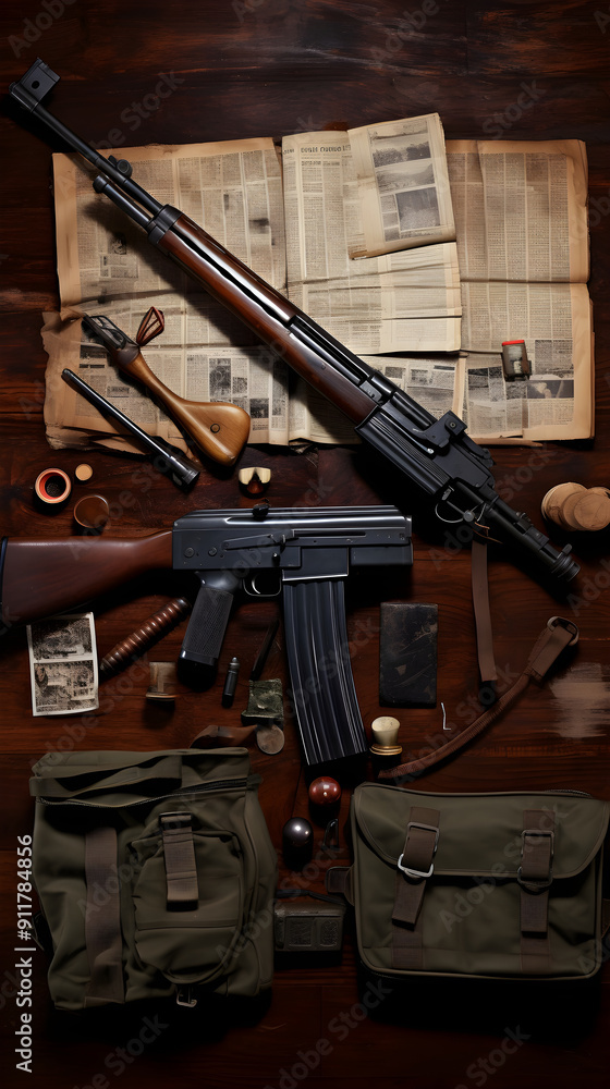 Detailed Overview of a Semi-Automatic FN FAL Rifle with its Components ...