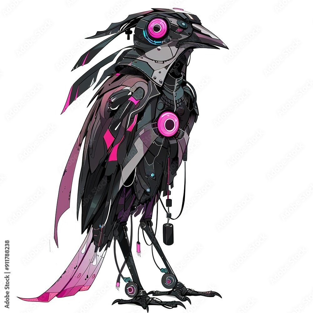 Nightingale Cyberpunk animal fashion cartoon isolated whitebackground ...