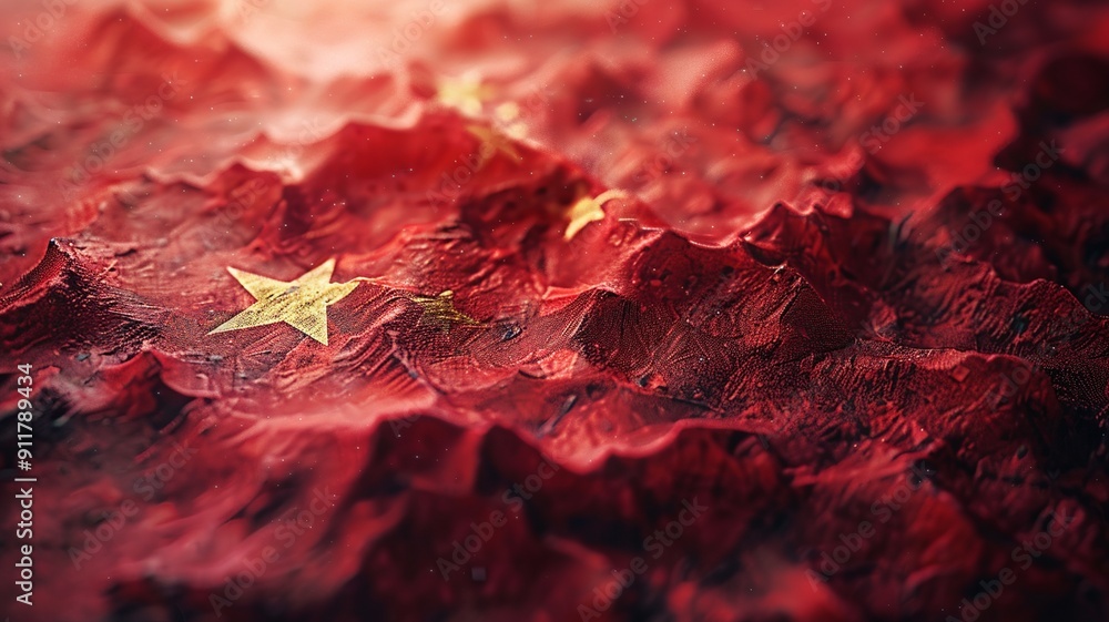 This creative interpretation of the Chinese flag features a vibrant red ...