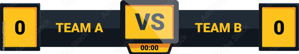 Scoreboard displaying a competition between team a and team b, with the ...