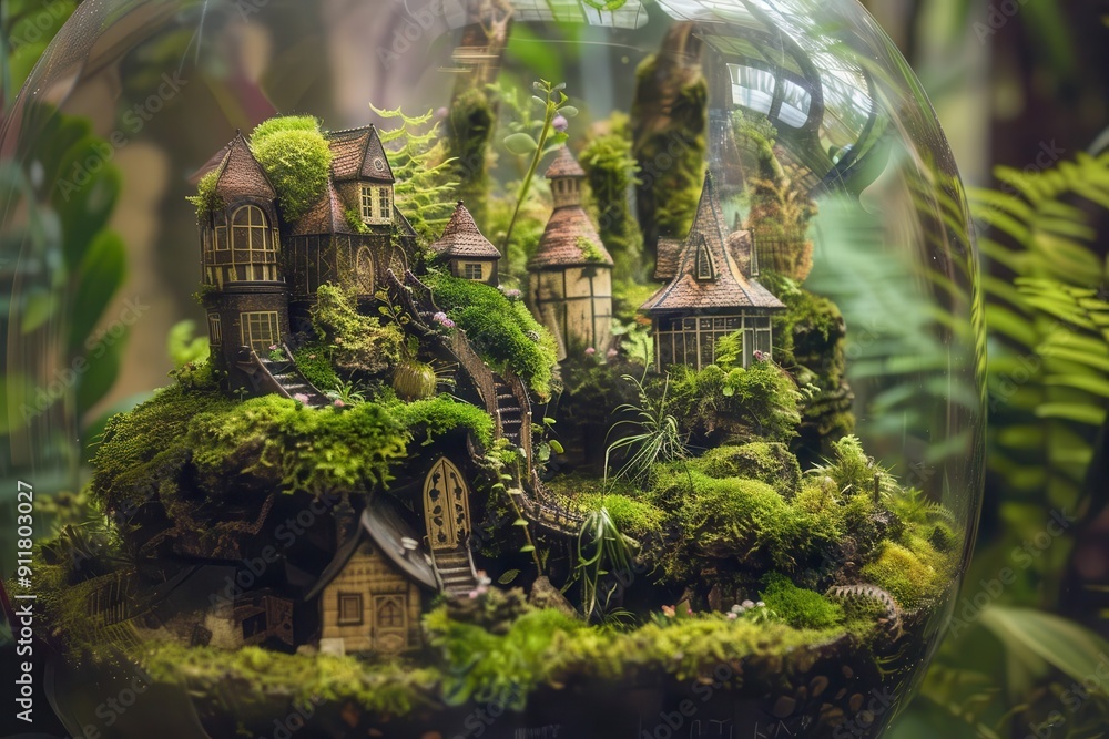 miniature world inside a terrarium featuring tiny civilizations ...