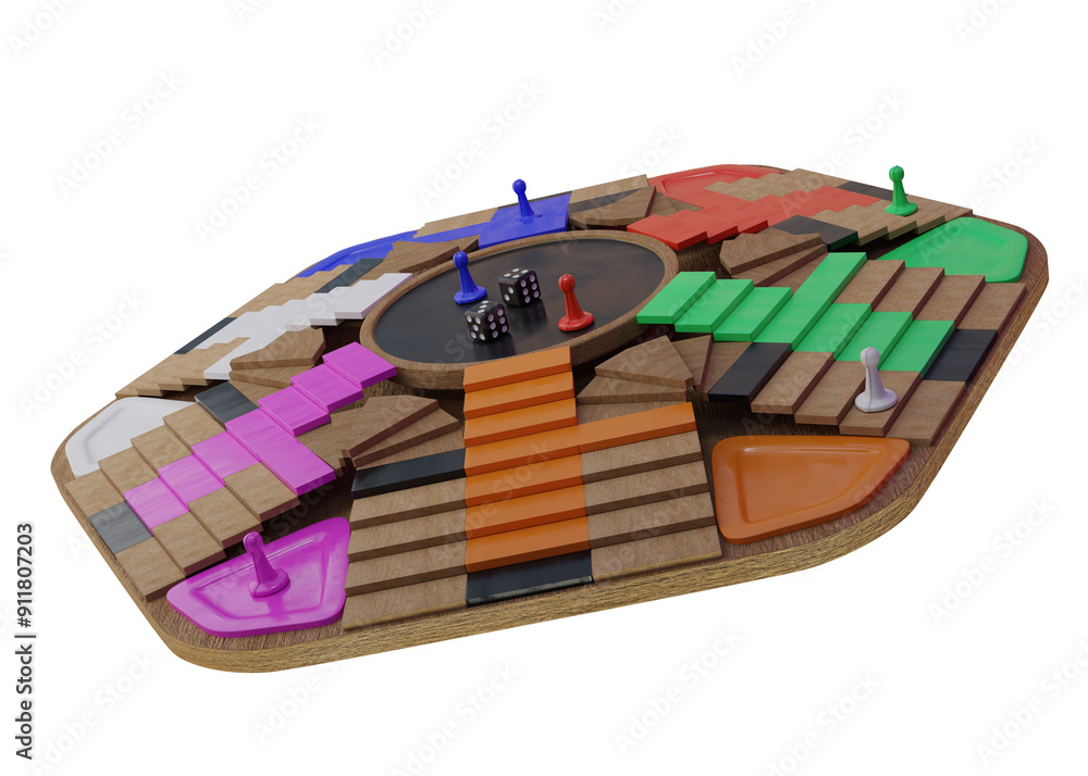 3d illustration of six player Ludo game. Vector ludo game board. Ludo ...
