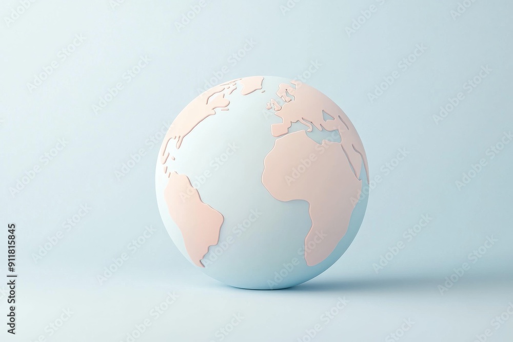 3D planet globe with smooth, pastel gradients and drop shadows, showing ...