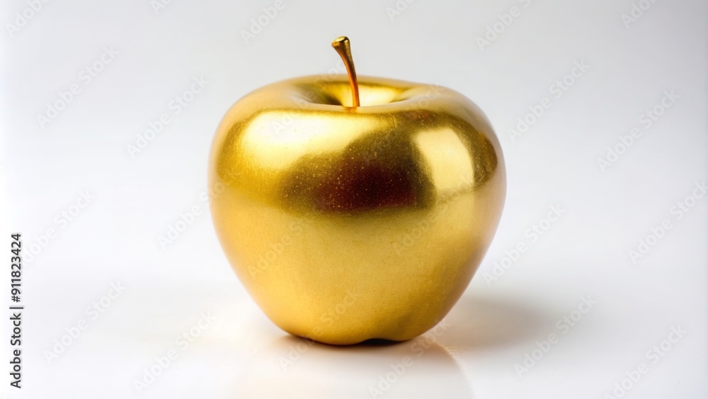 Shiny golden apple on a white background, golden, apple, shiny, fruit ...