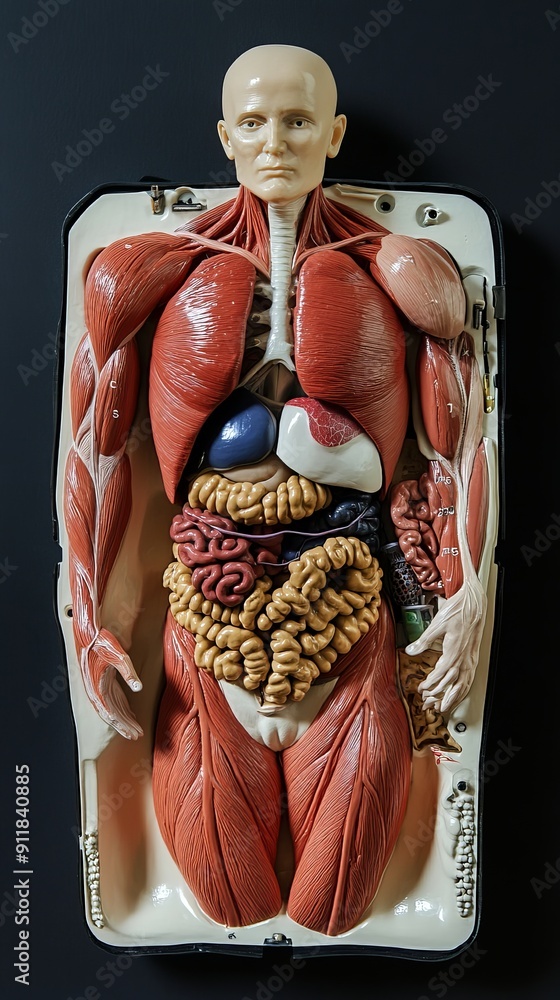 Anatomy human body model isolated on white background.Part of human ...