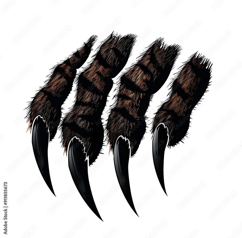 Tiger claw mark scratches vector slash traces of wild cat animal paw ...