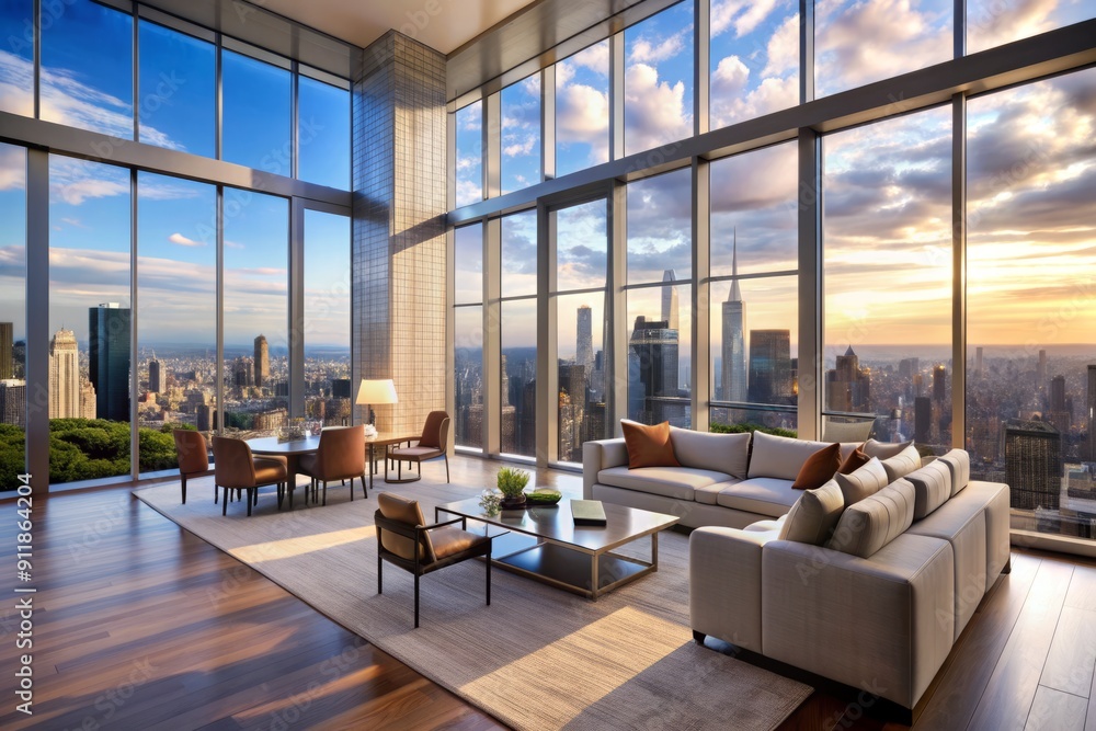 Luxurious high-rise penthouse apartment in Manhattan features sleek ...