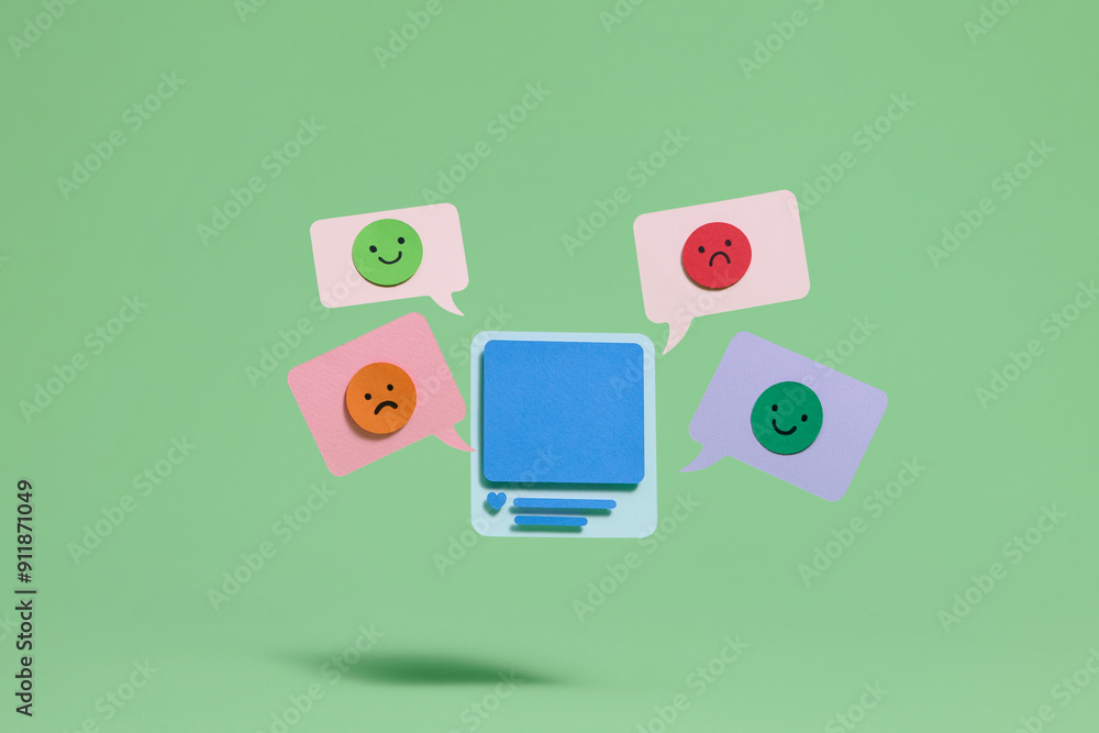 Chat bubbles with social media reactions Stock Photo | Adobe Stock