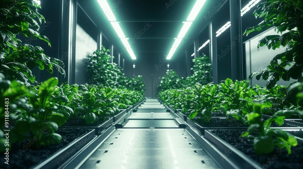 Hydroponic farm, growing plants without soil, bright lighting Stock ...