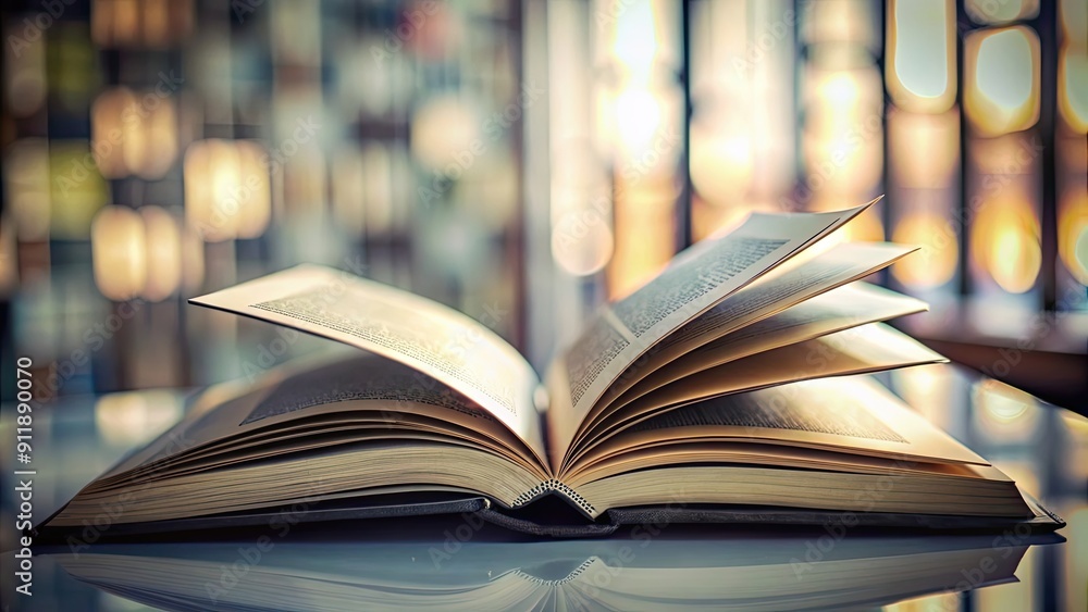 Blurry image of a censored book with black bars covering the title and ...