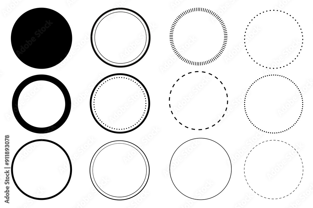 Round Label Circle Set Black Icon Transparent Variations PNG Stock ...