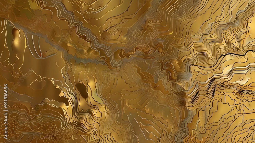 Luxury gold abstract line art background vector. Mountain topographic terrain map background ...