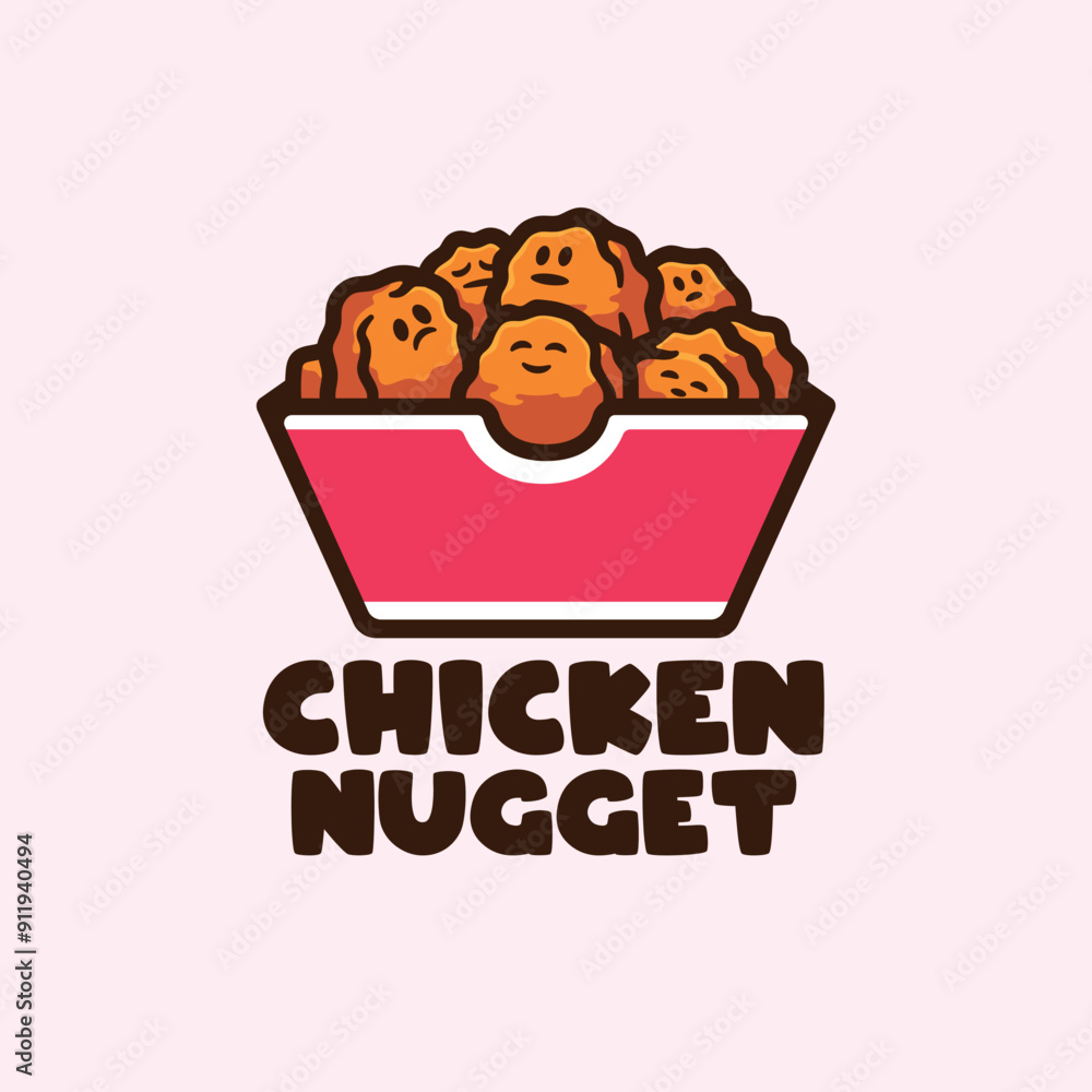 Poster Chicken nugget character logo cartoon mascot vector illustration ...