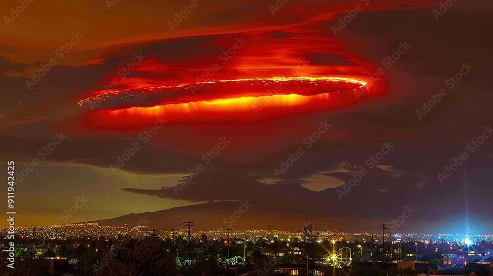 Spectacular Red Plasma Cloud Illuminates Night City Sky with Enigmatic ...