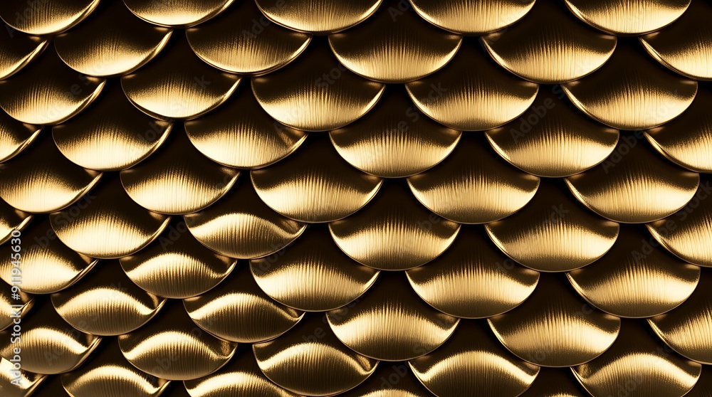 Shiny golden scales in rows. Ideal for backgrounds, textures, luxury or ...