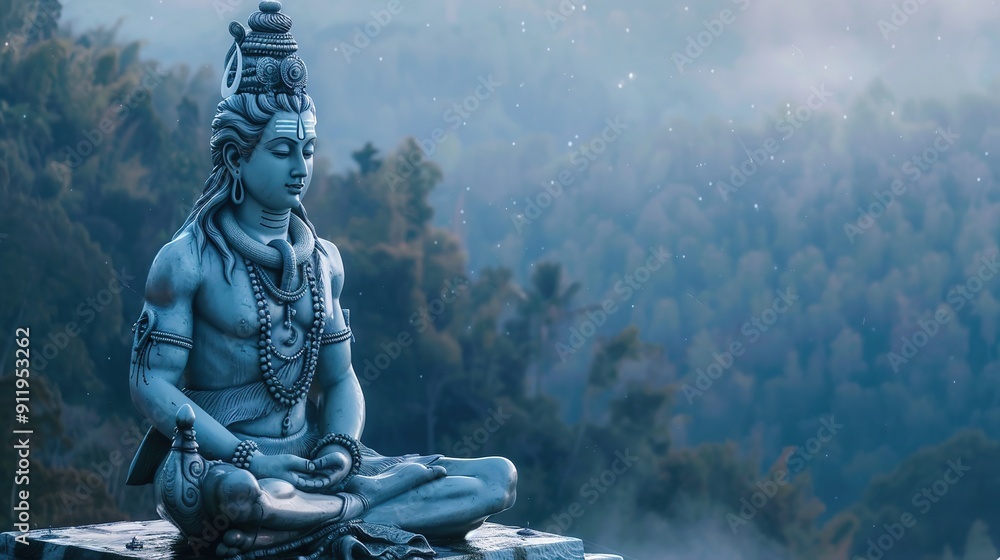 Serene Lord Shiva in Meditation, Peaceful Deity of Destruction and ...