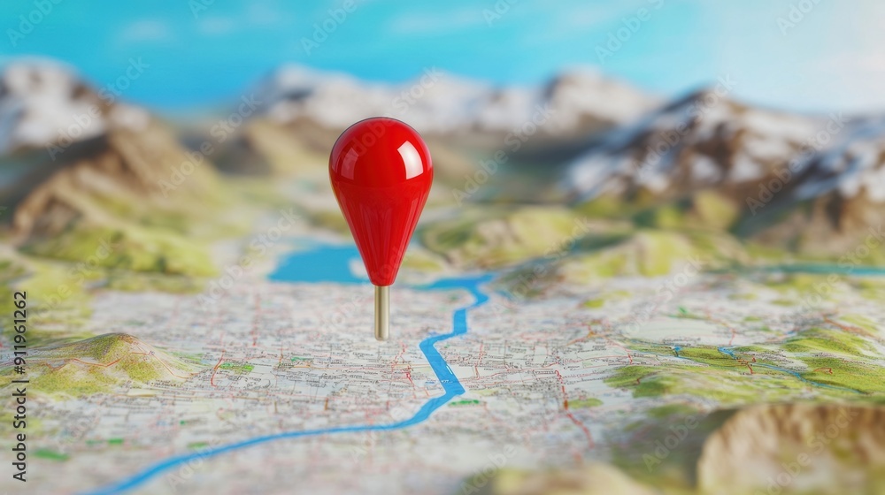 A red location pin indicates a specific point on a highly detailed map ...