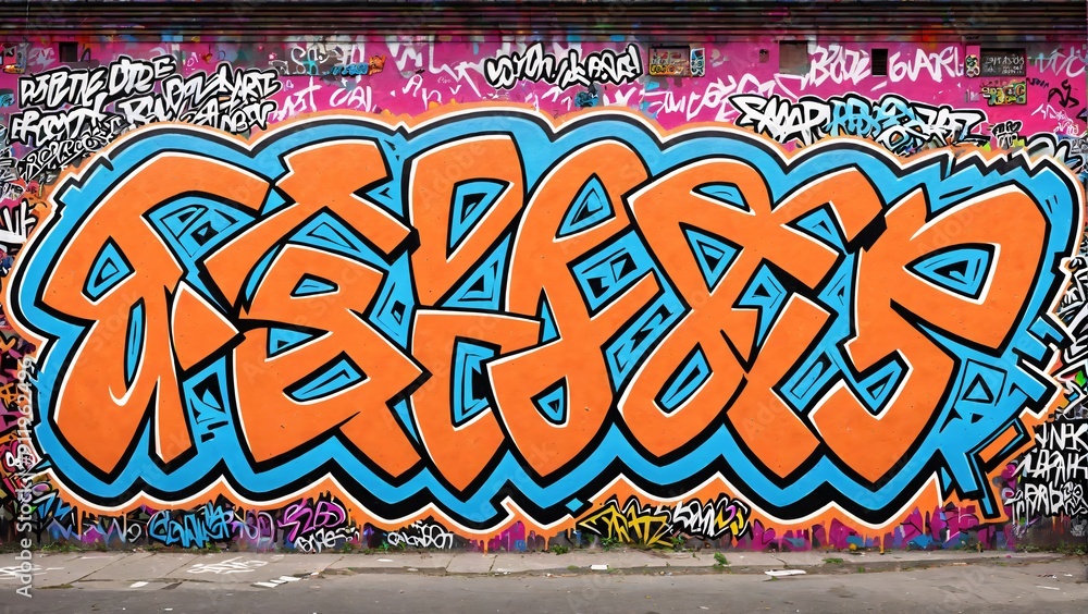 Graffiti art background featuring a combination of large, bold tags and ...