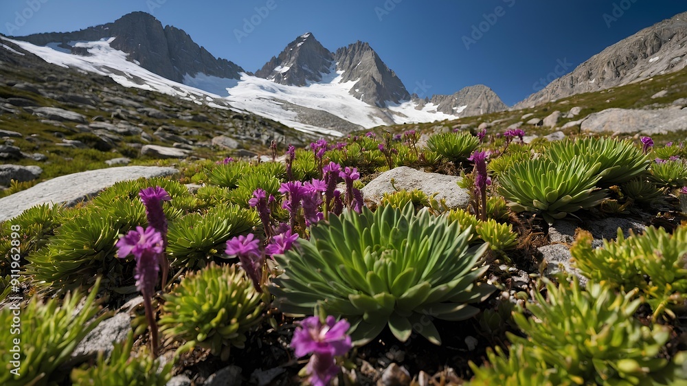 Alpine Plants. Illustrating a variety of alpine plants, showcasing ...