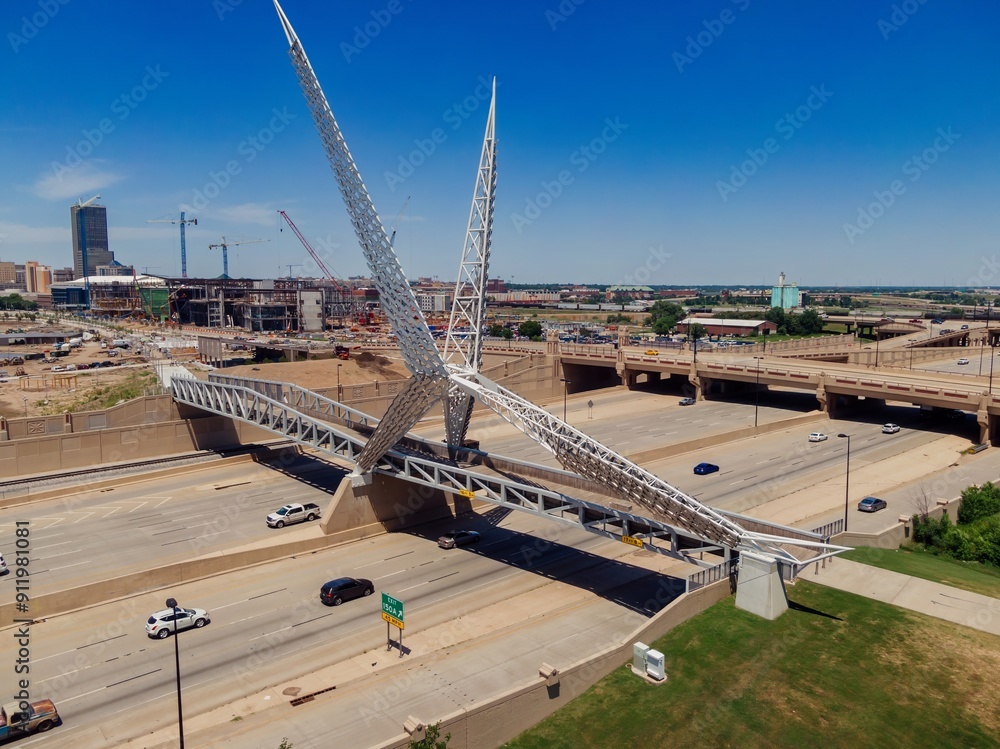 Skydance pedestrian bridge over the freeway in Oklahoma City, Oklahoma ...