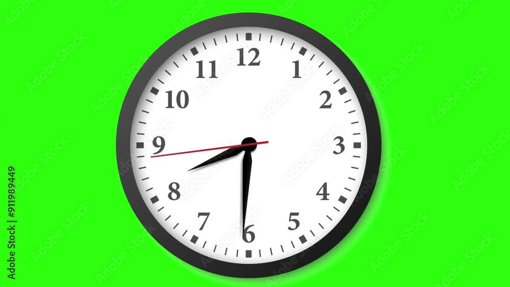 Digital clock and analog circle clock 24 hours animation. alarm clock ...