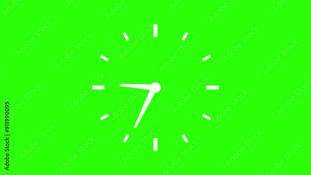 animation of the clock face at twelve o'clock green screen, Simple ...